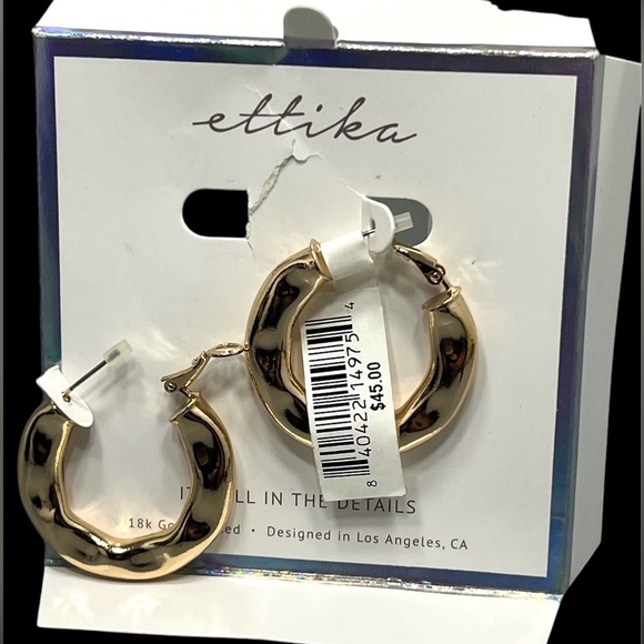 ettika | Jewelry | Ettika 8k Gold Plated Hammered Hoop Earrings | Poshmark